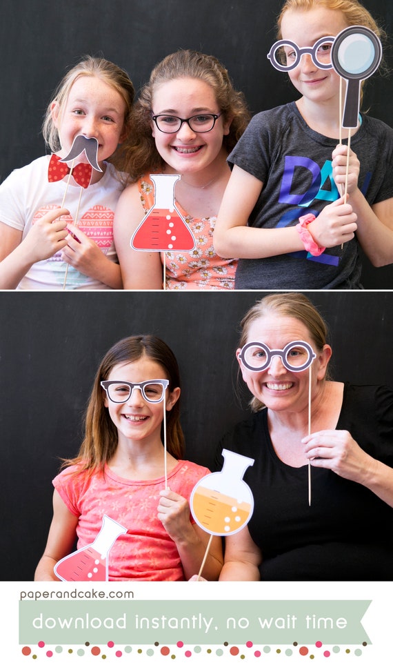 Science PRINTABLE Photo Booth Props, Chemistry beakers, flasks, test ...