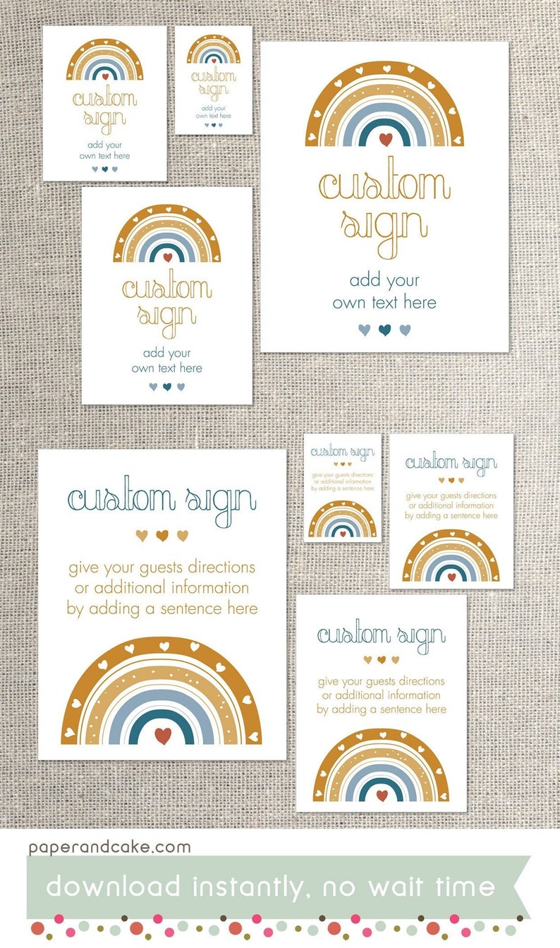 8 Boho Rainbow Party Signs PRINTABLE Bundle EDITABLE Text - Etsy