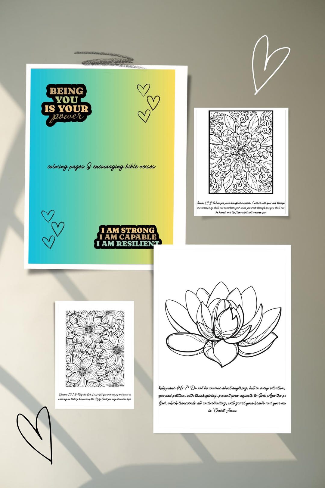 Bible Verse Coloring Pages | Floral Christian Art/encouraging Scripture ...