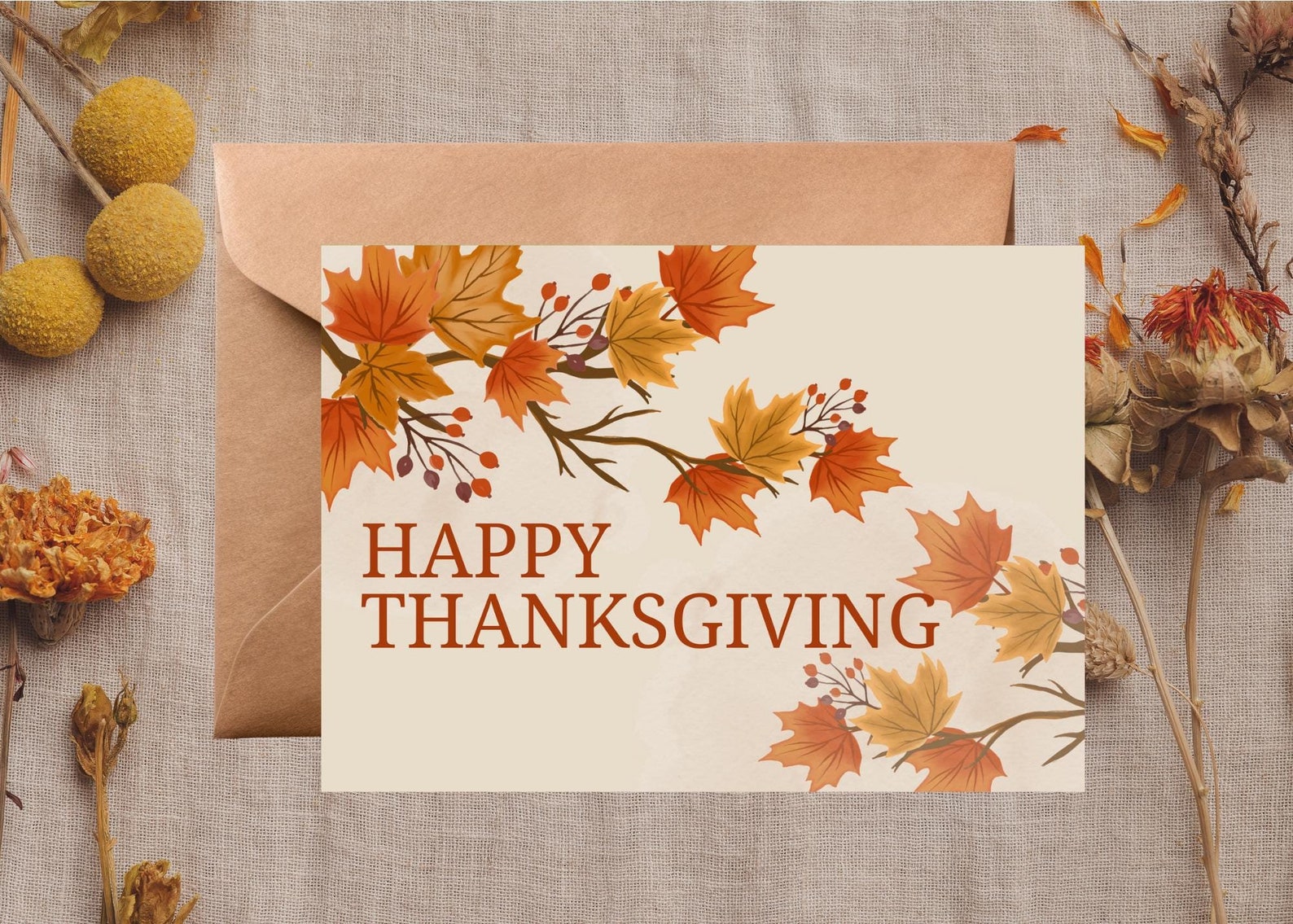 Happy Thanksgiving Fall Autumn Tree Branch Minimalistic Happy ...