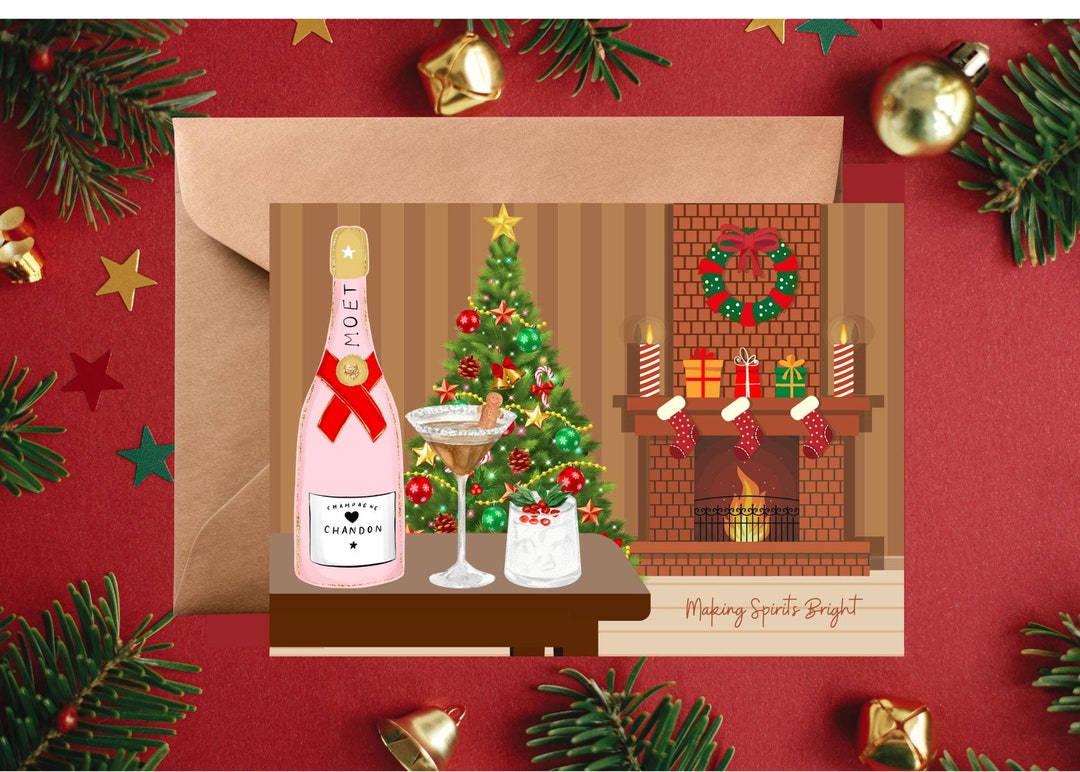 Making Spirits Bright Holiday Print Greeting Card - Etsy