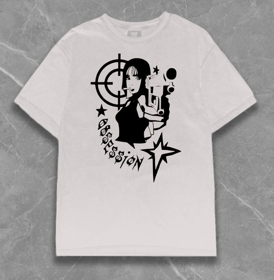 Retro Japanese Style Graphic T-shirt, Y2K Streetwear Tee, Vintage ...