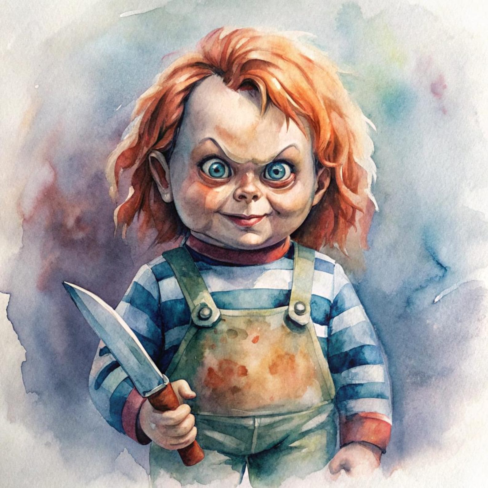 Watercolor Chucky Digital Art - Etsy