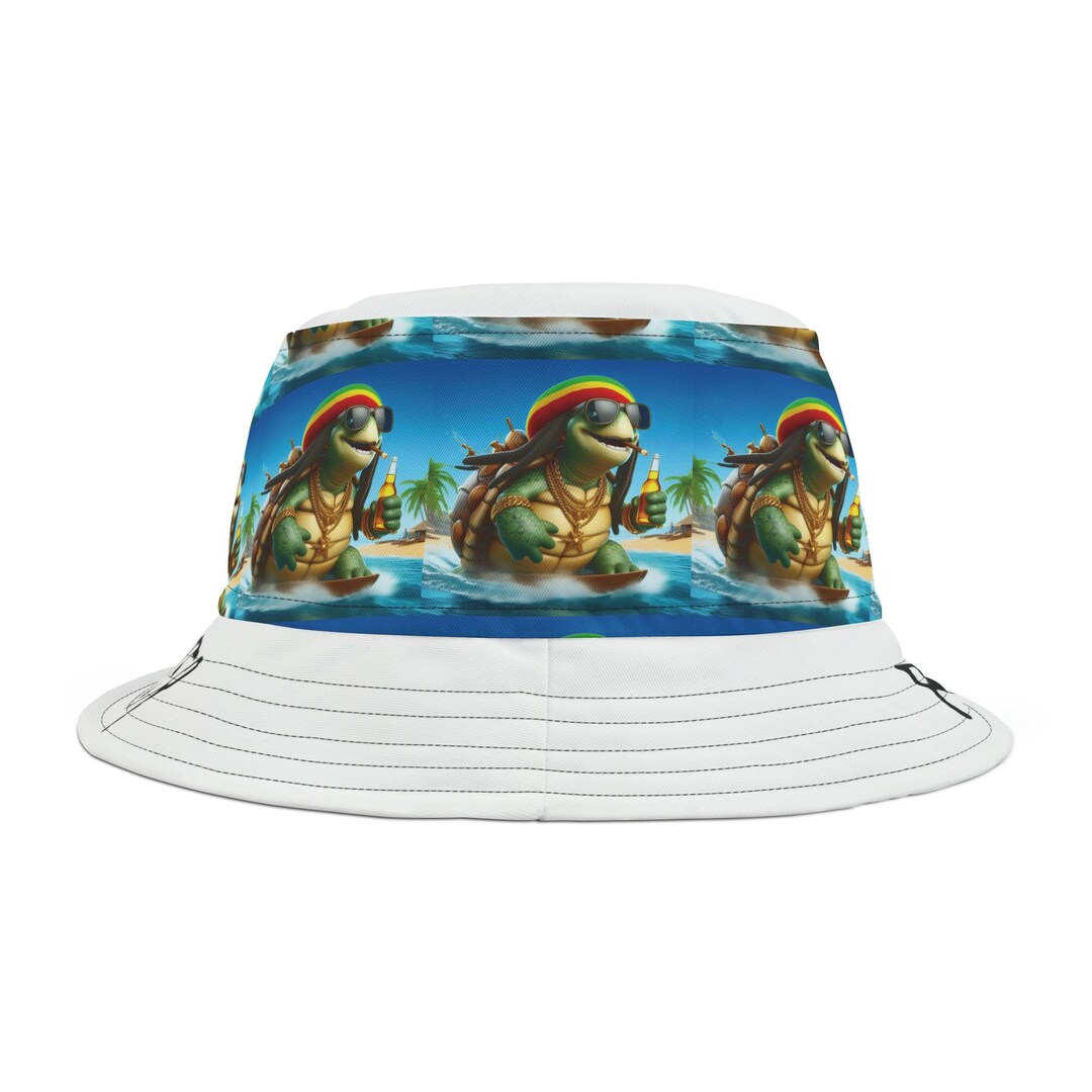 Saltwaterragz SHELL-SURFER TURTLE Bucket Hat - Etsy