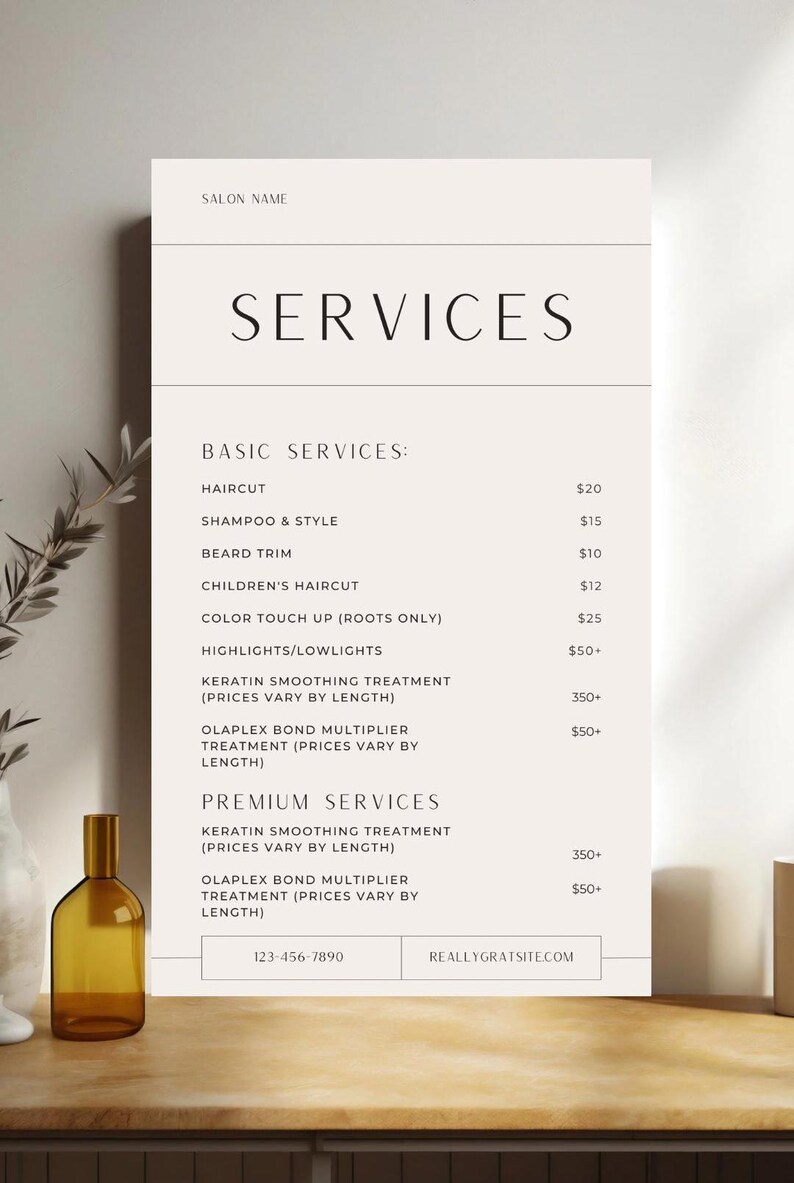 Editable Price List Template Small Business Brochure Template Salon ...