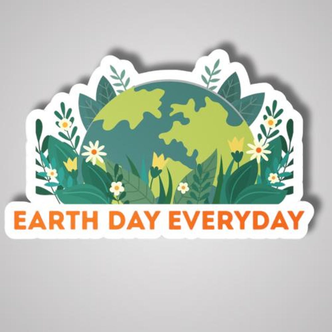 Earth Day Everyday Sticker | Floral Eco Friendly Decal | Green Planet ...