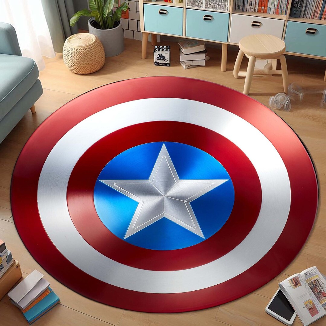 Captain America Rug, Captain America Shield, Super Hero Logo Rug ...