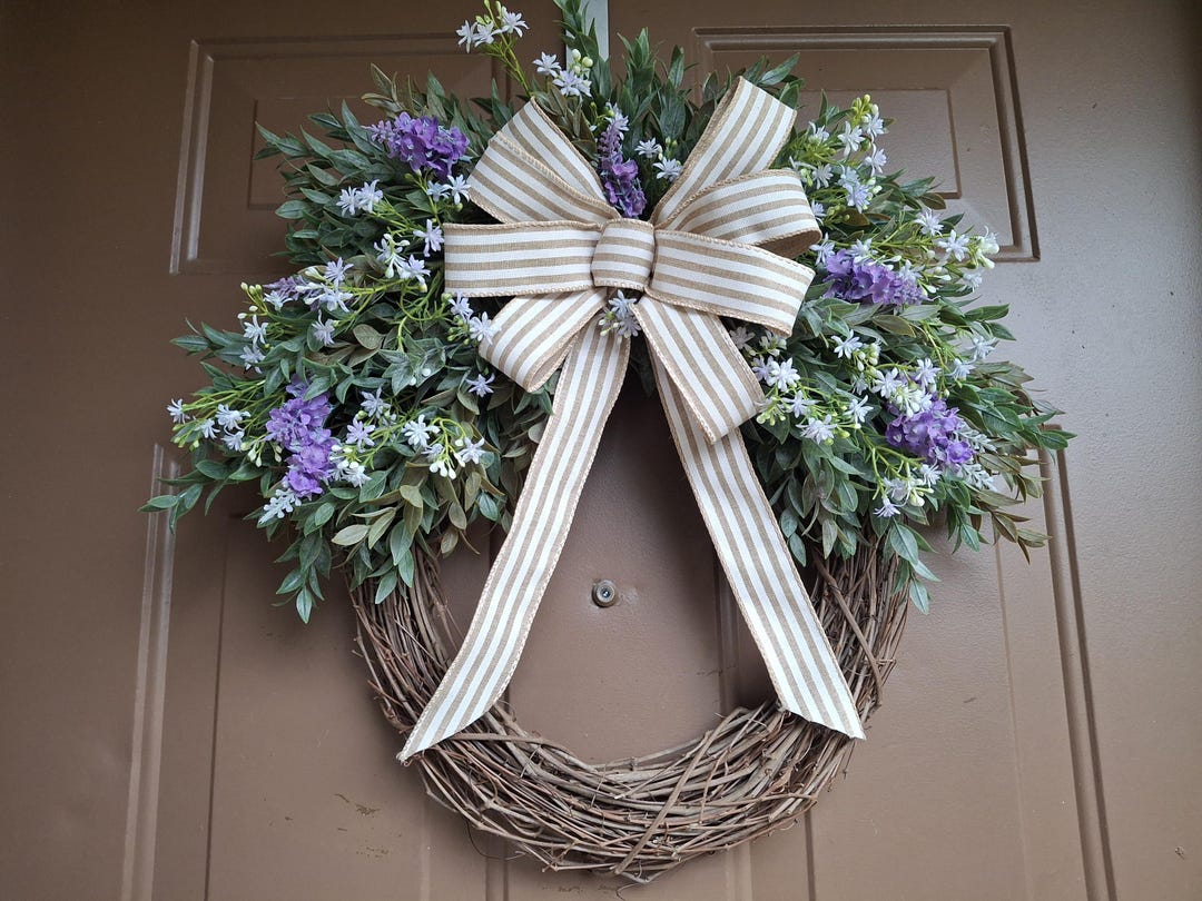 Modern Farmhouse Spring Wreath, Lavender Grapevine Wreath, Front Door ...
