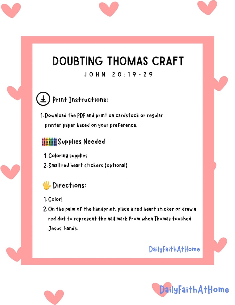 Doubting Thomas Kids Craft - Etsy