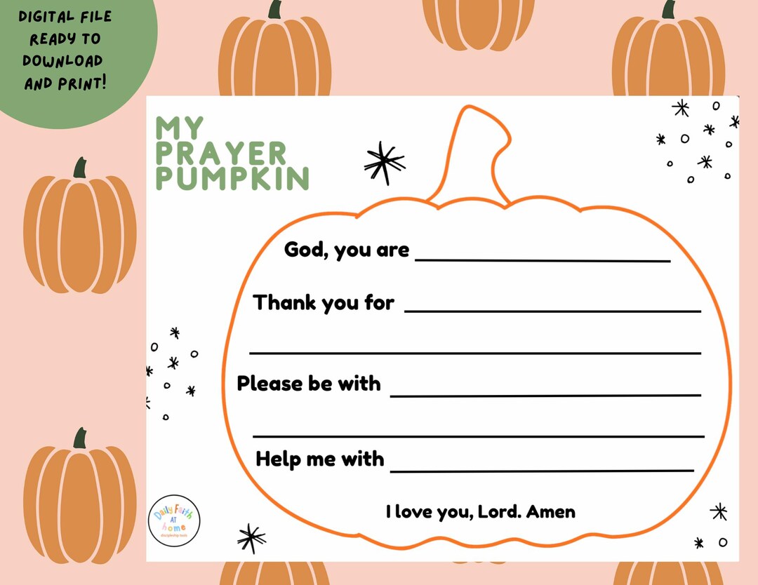 My Prayer Pumpkin Activity Page - Etsy