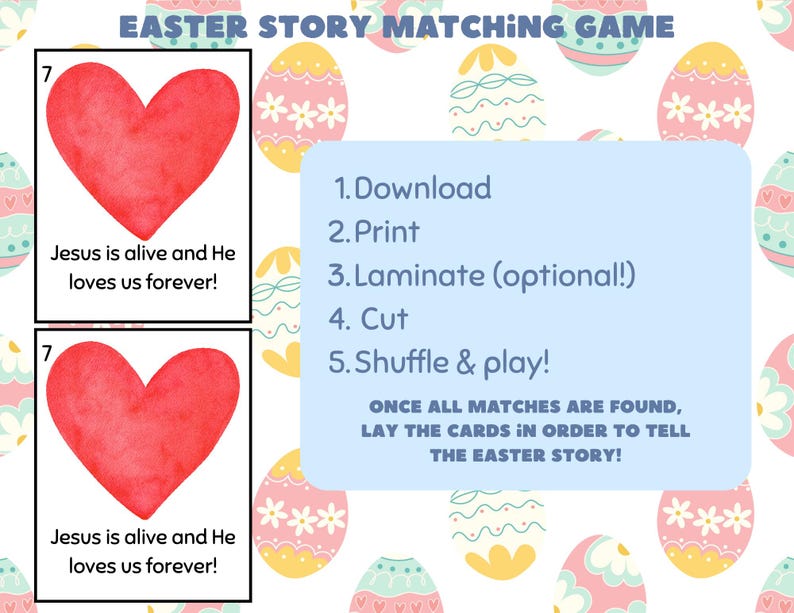Low Prep Easter Story Matching Game Printable - Etsy