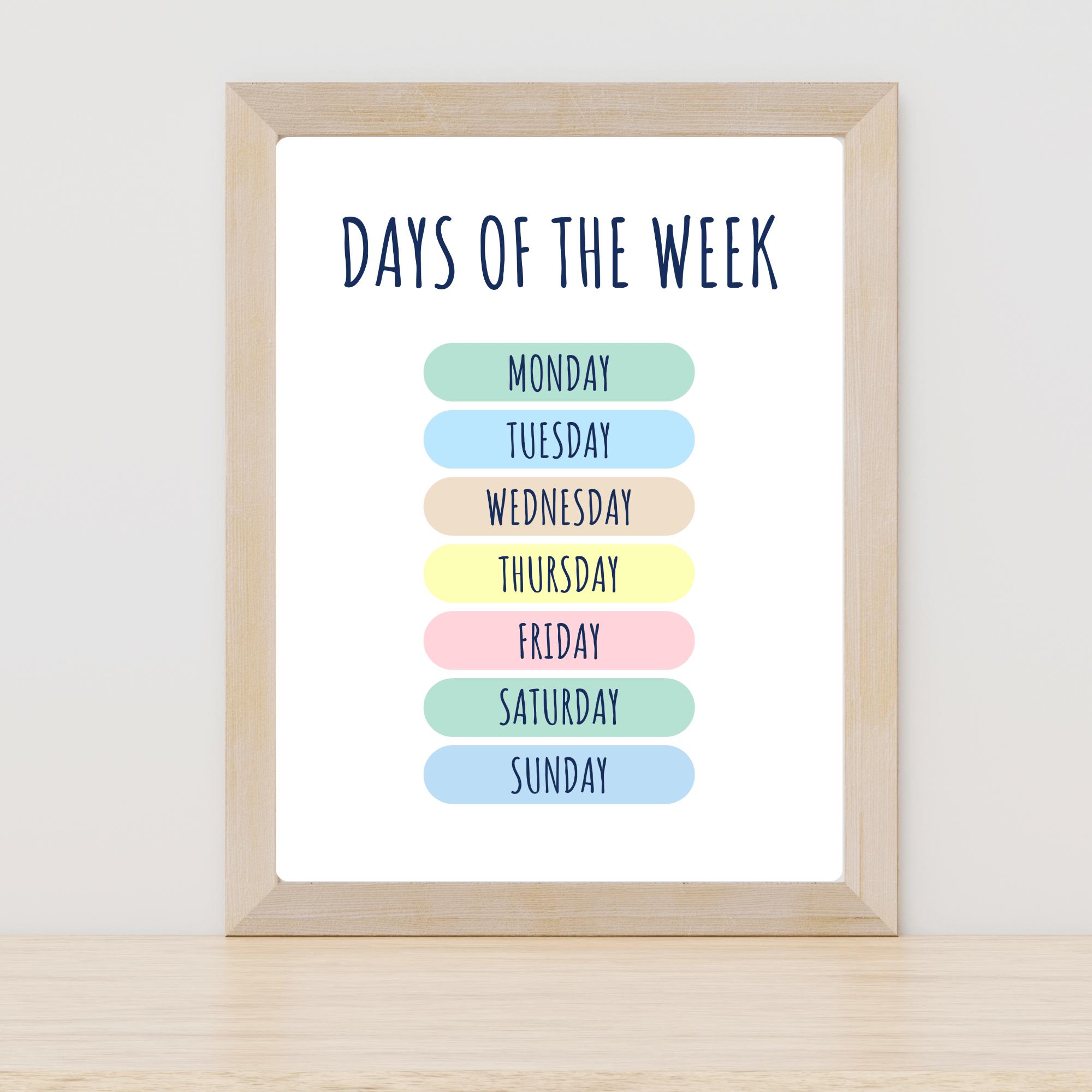 Days of the Week Printable, Months of the Year Printable, Educational ...