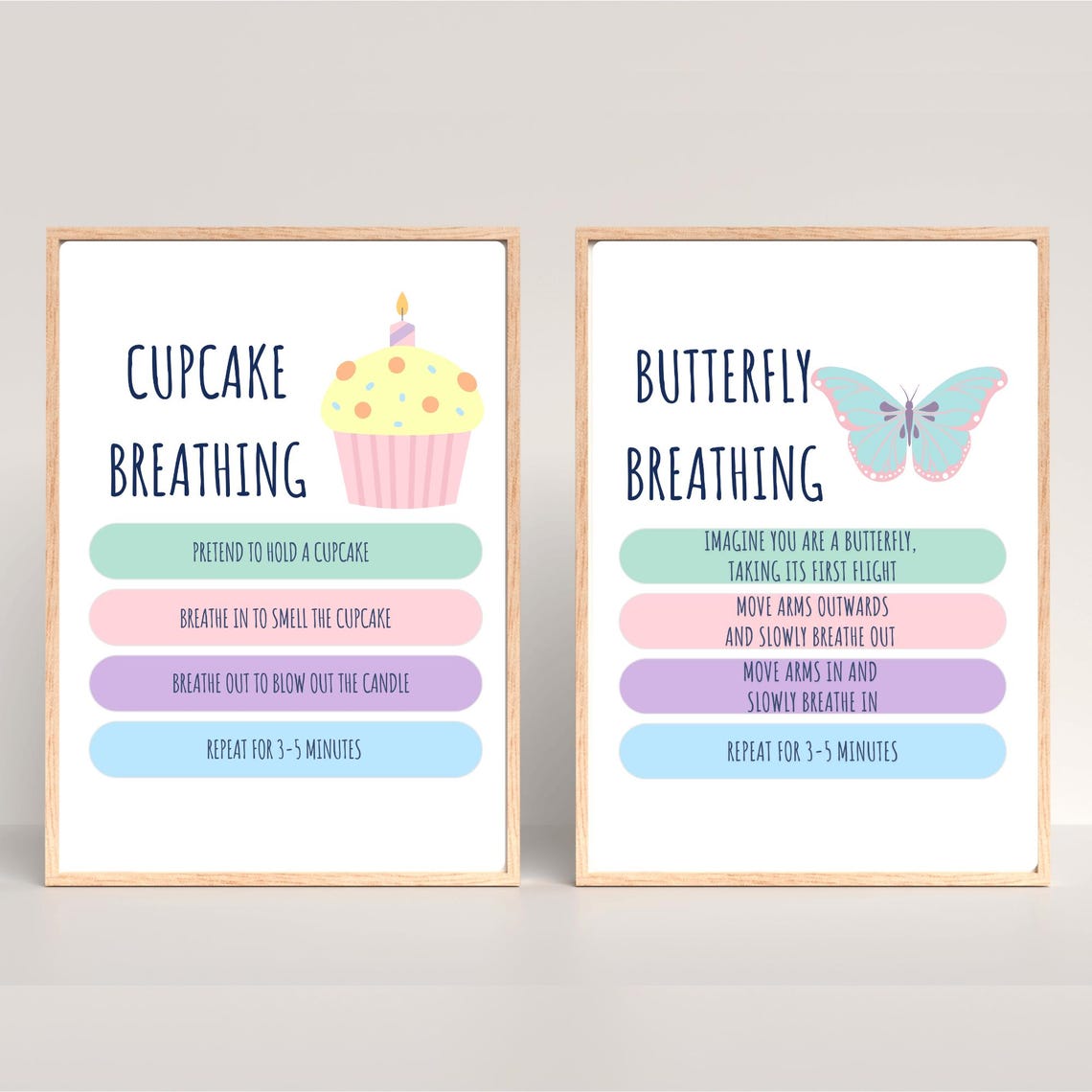 Breathing Techniques Poster, Calming Corner, Mental Health Wall Art ...