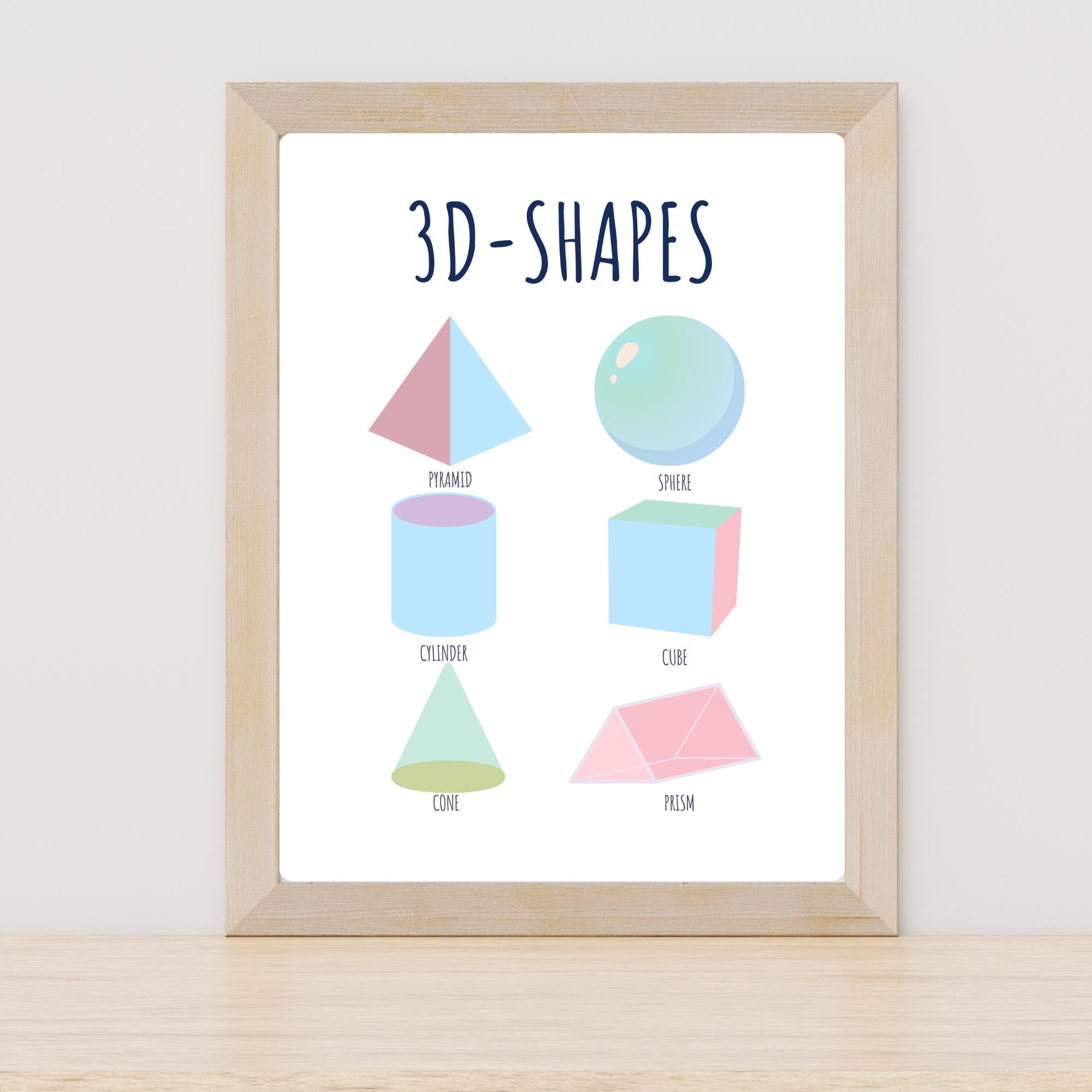 Shapes Poster, 3D Shapes Printable, Classroom Decor, Geometric Shapes ...