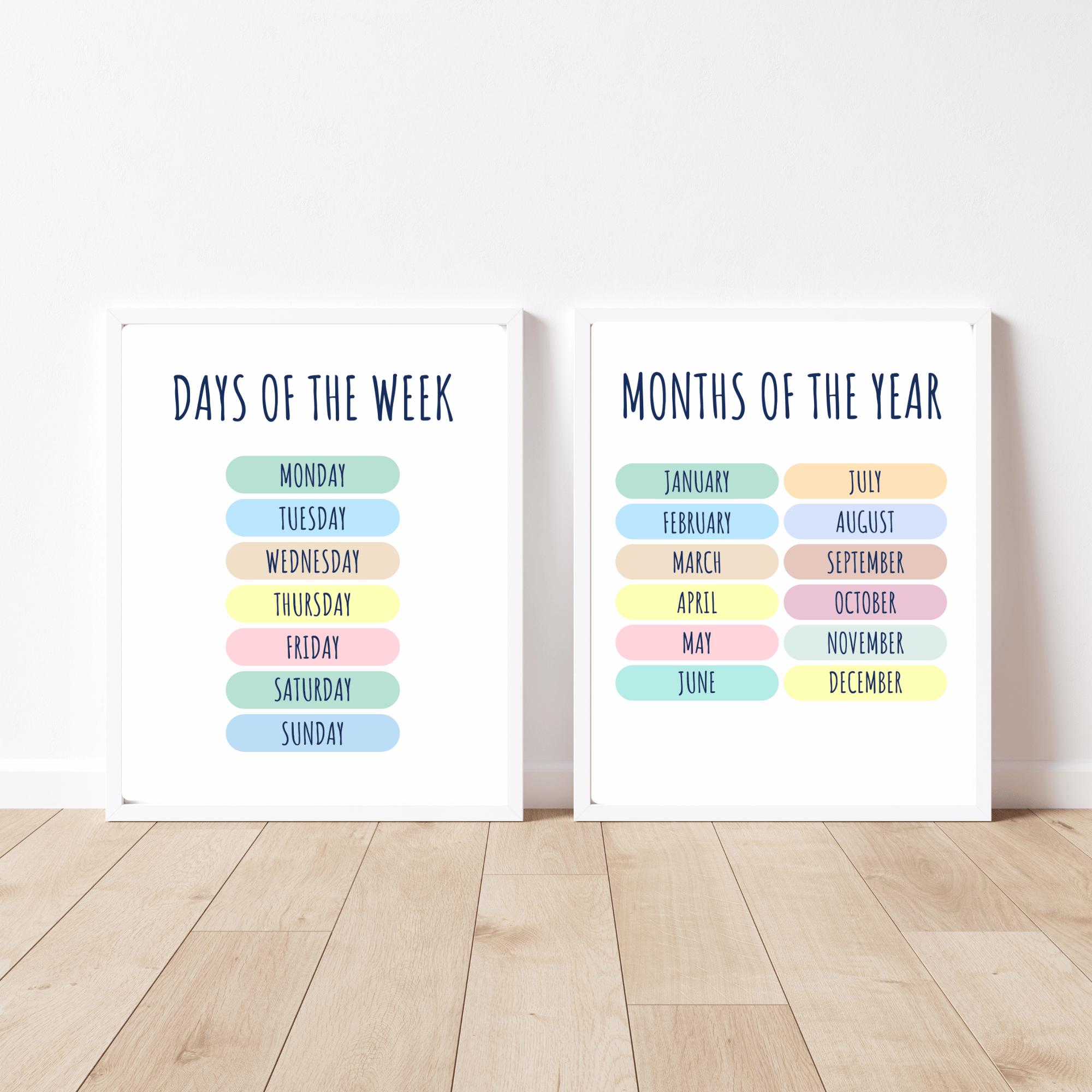 Days of the Week Printable, Months of the Year Printable, Educational ...
