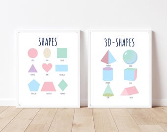 Shapes Poster, 3D Shapes Printable, Classroom Decor, Geometric Shapes ...