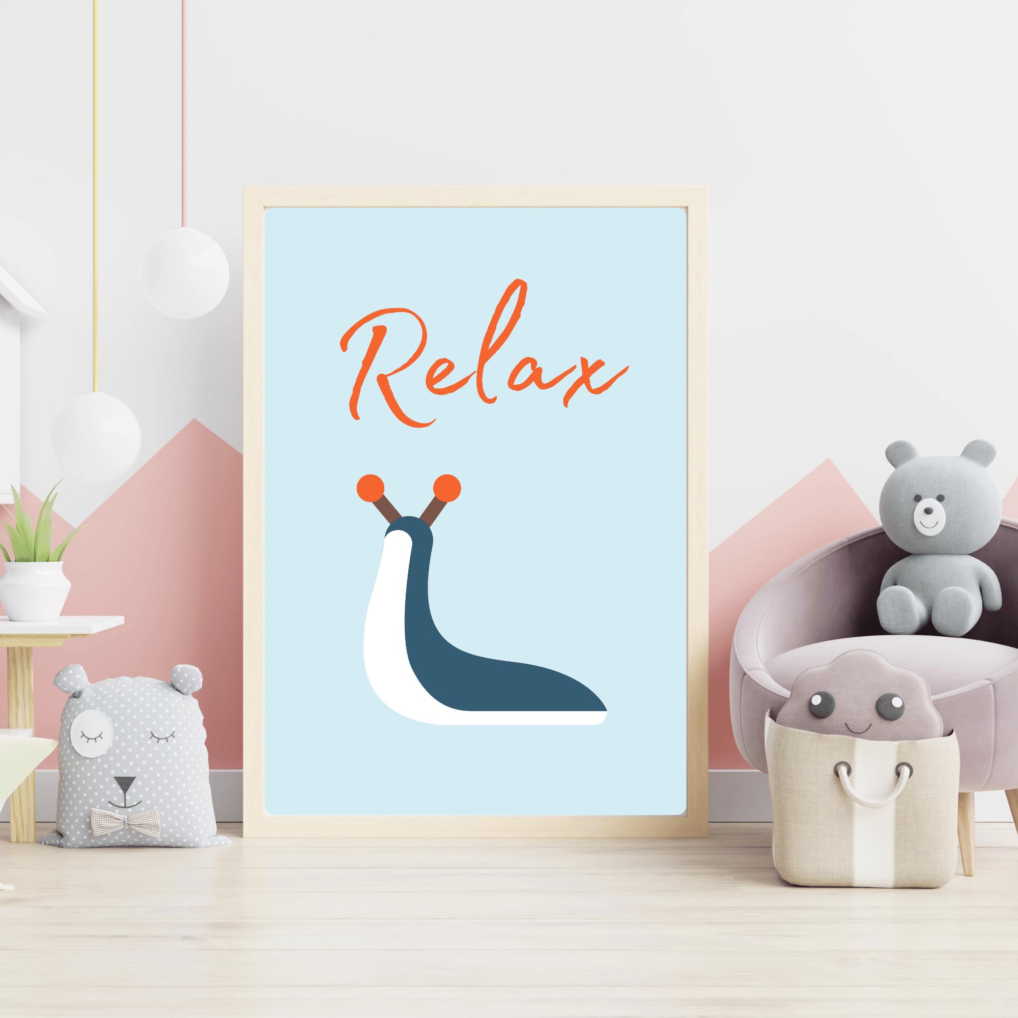 Snail Wall Art Printable Calming Digital Art Lazy Snail Relaxing Kids ...