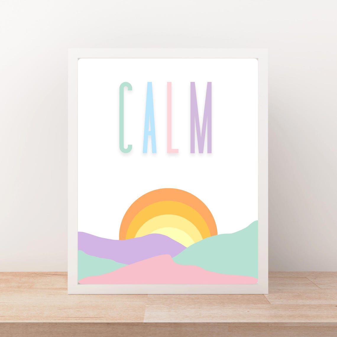 Sun Rise Digital Art Soothing, Calm Wallart Serene Sunrise Over Hills ...