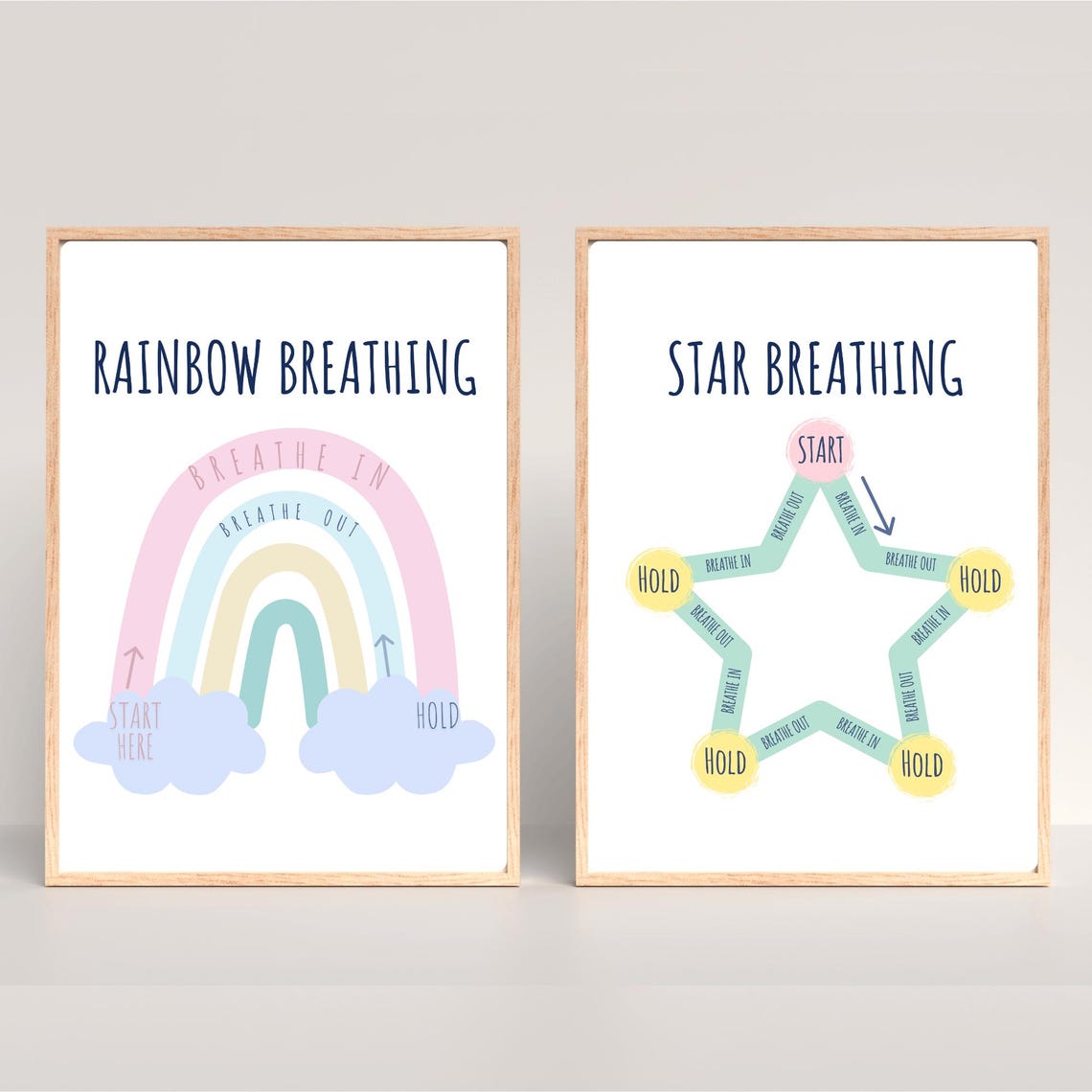 Breathing Techniques Poster, Calming Corner, Mental Health Wall Art ...