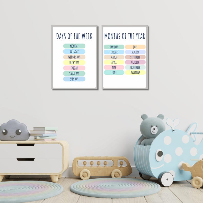 Days of the Week Printable, Months of the Year Printable, Educational ...