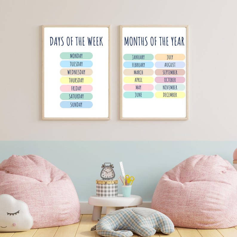 Days of the Week Printable, Months of the Year Printable, Educational ...