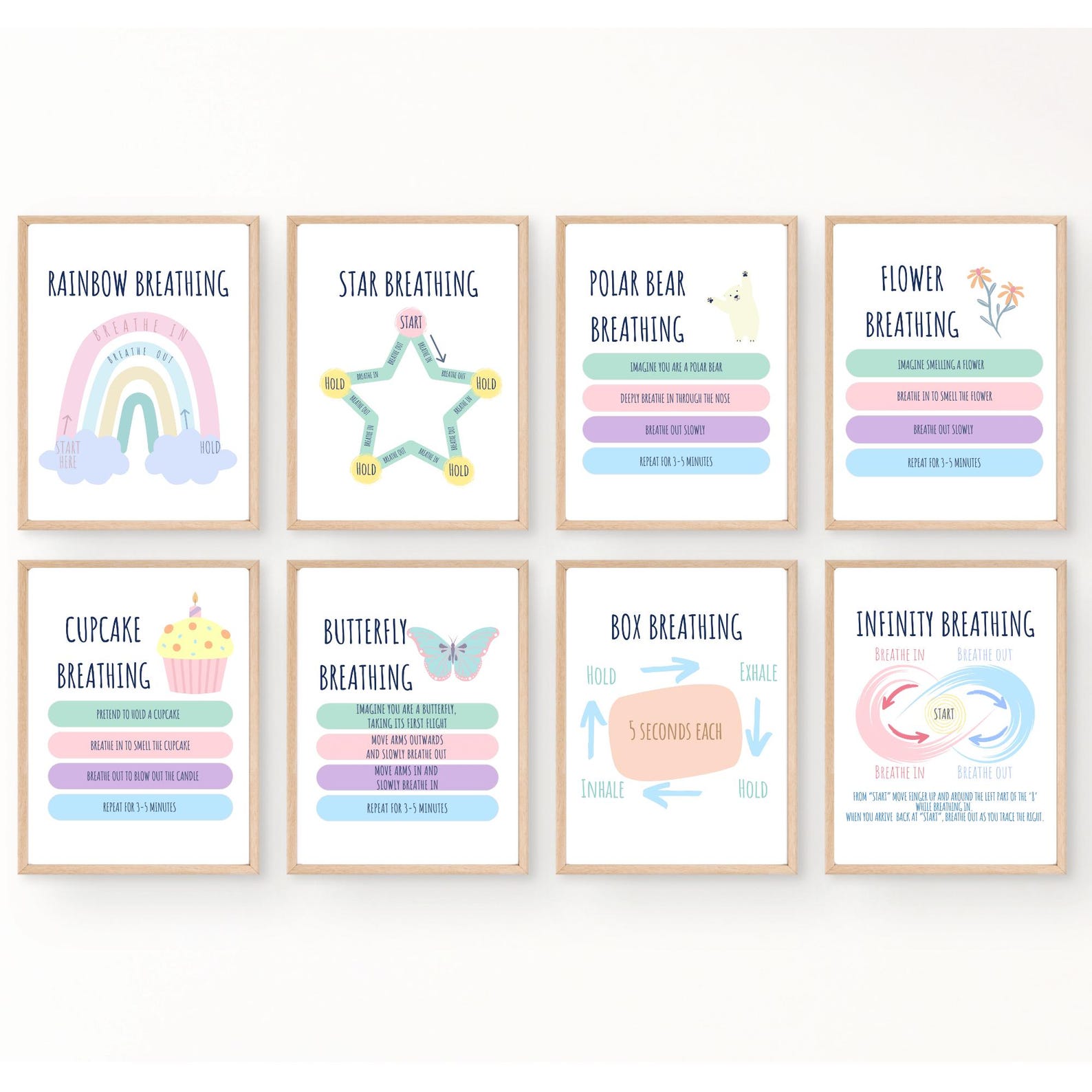 Breathing Techniques Poster, Calming Corner, Mental Health Wall Art ...