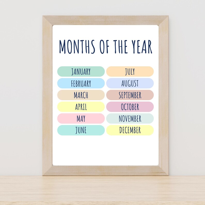 Days of the Week Printable, Months of the Year Printable, Educational ...