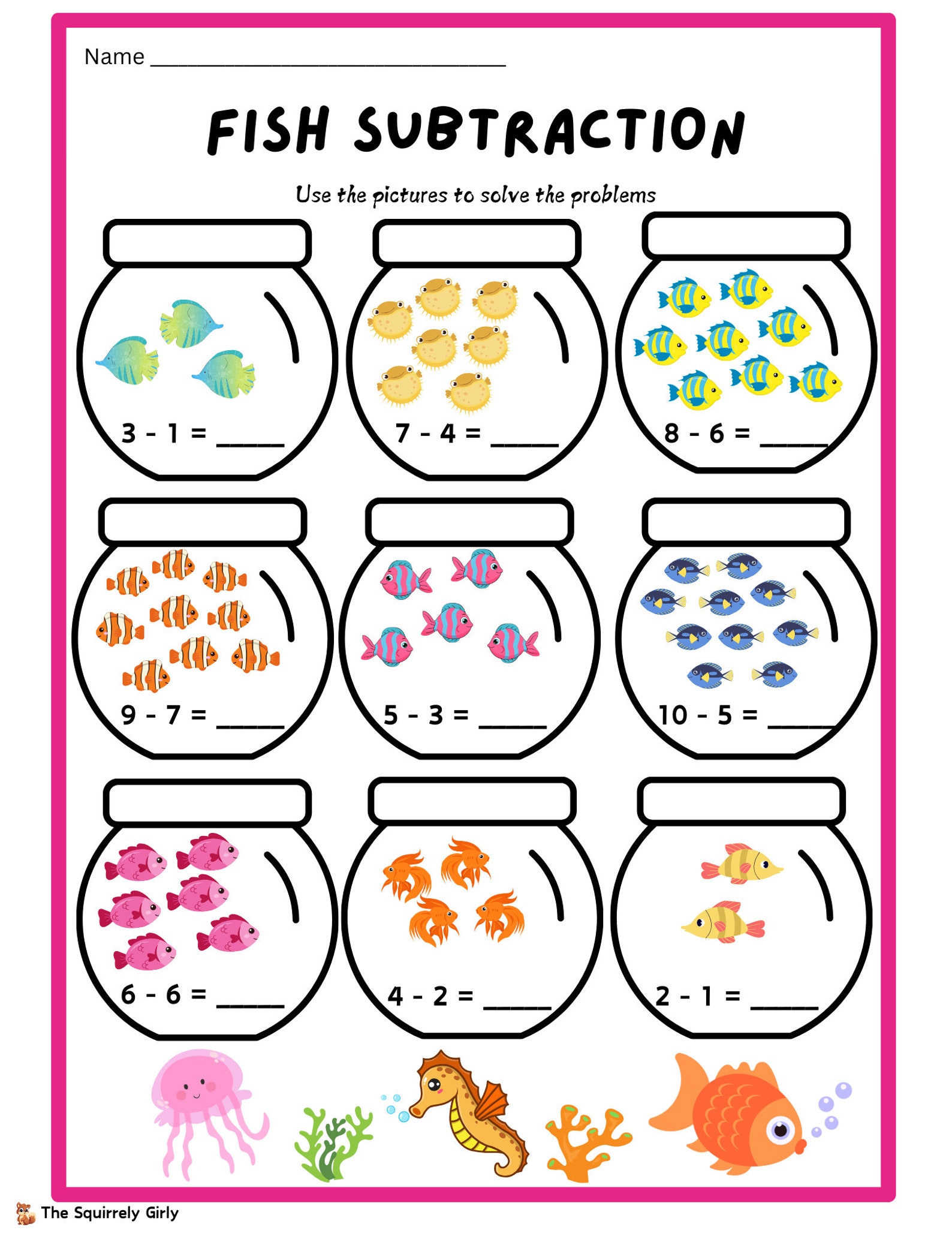 Fish Addition & Subtraction - Etsy