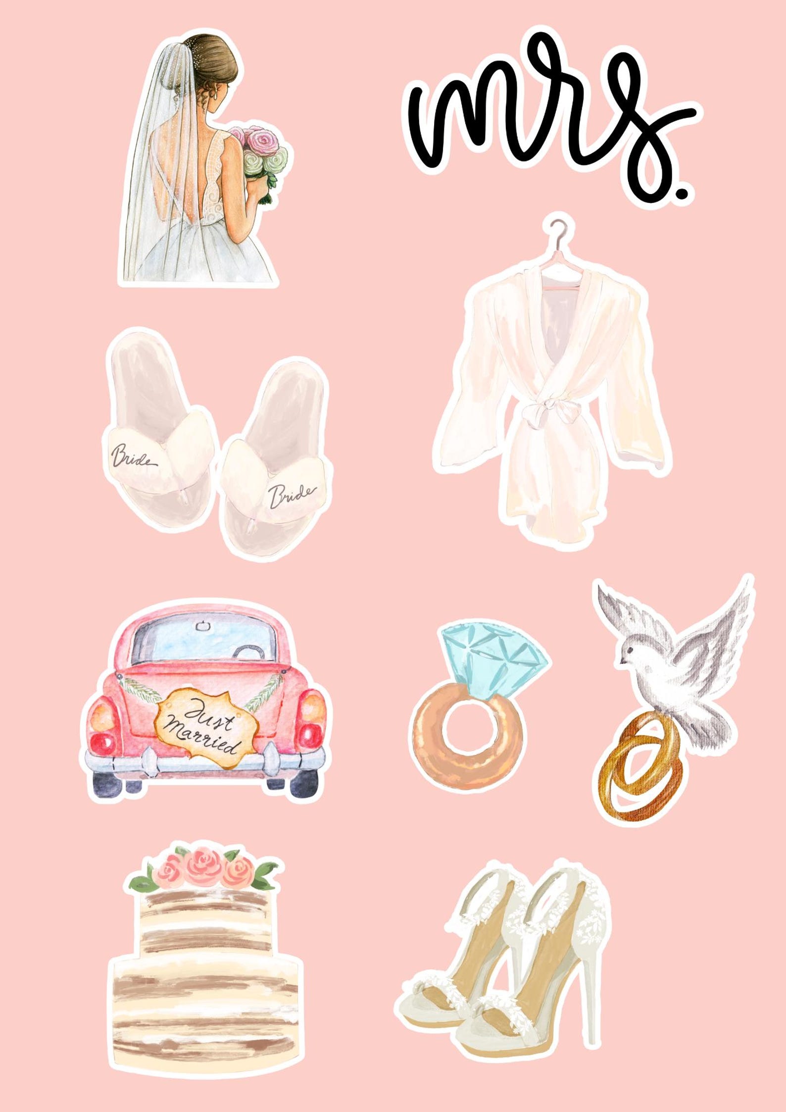 Bridal Stickers: Wedding Planner Scrapbook Embellishments (PNG ...