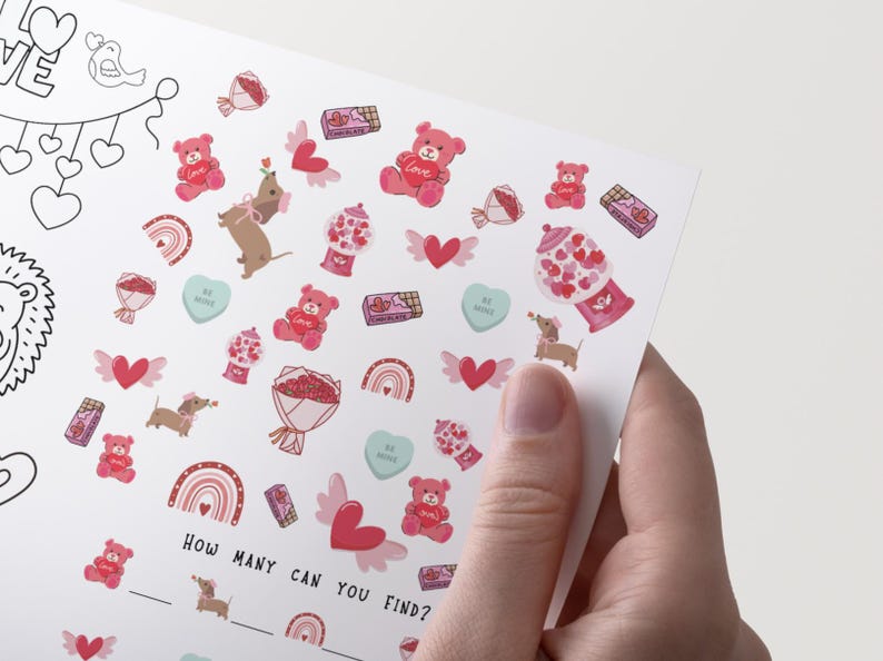 Valentine’s Day Activity Placemat Printable | Coloring, Word Search ...
