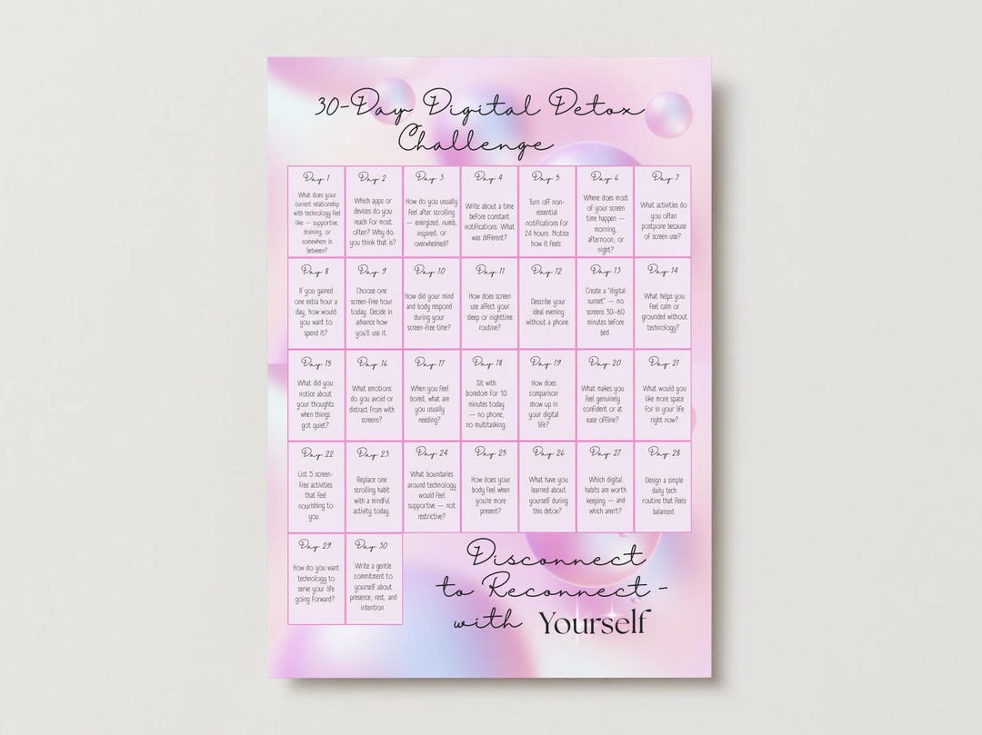 30-day Digital Detox Printable | Daily Prompts, Reflections ...