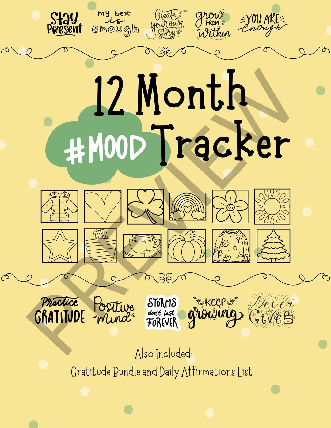 Self-care Printable Bundle: Mood Trackers, Coloring Pages, Gratitude ...