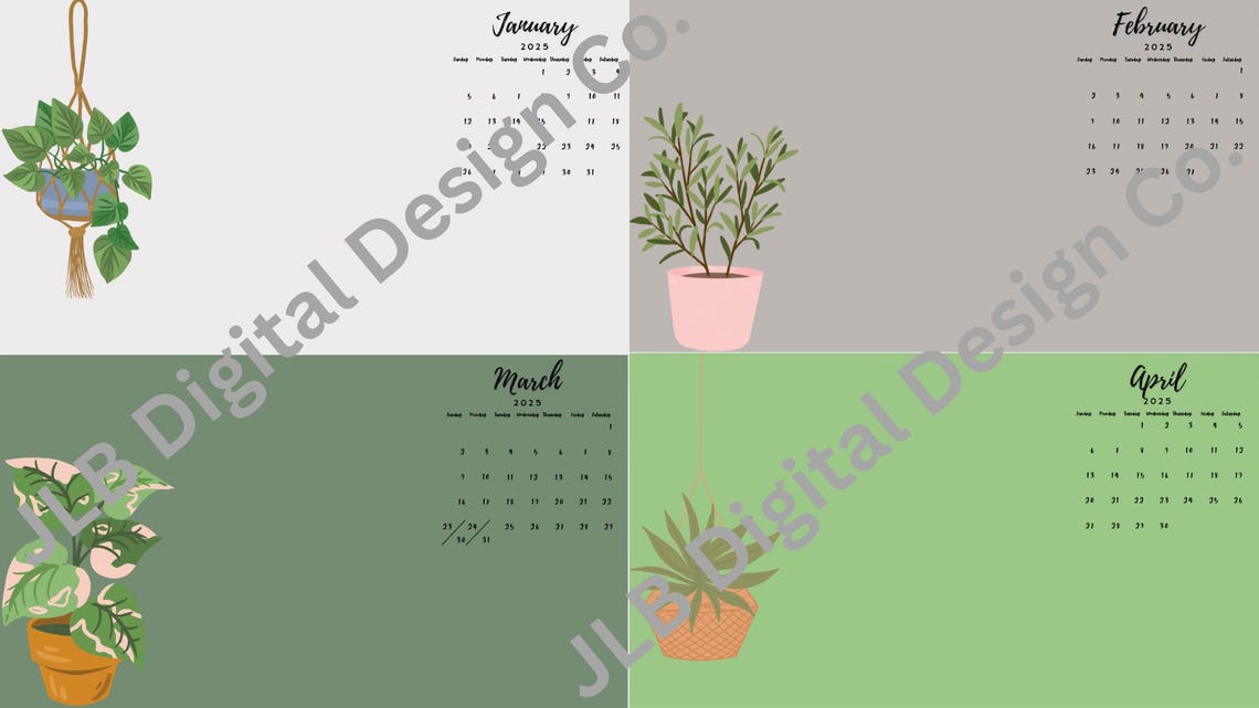 2025 Plant Lover's Desktop Wallpaper Calendar, Desktop Background ...