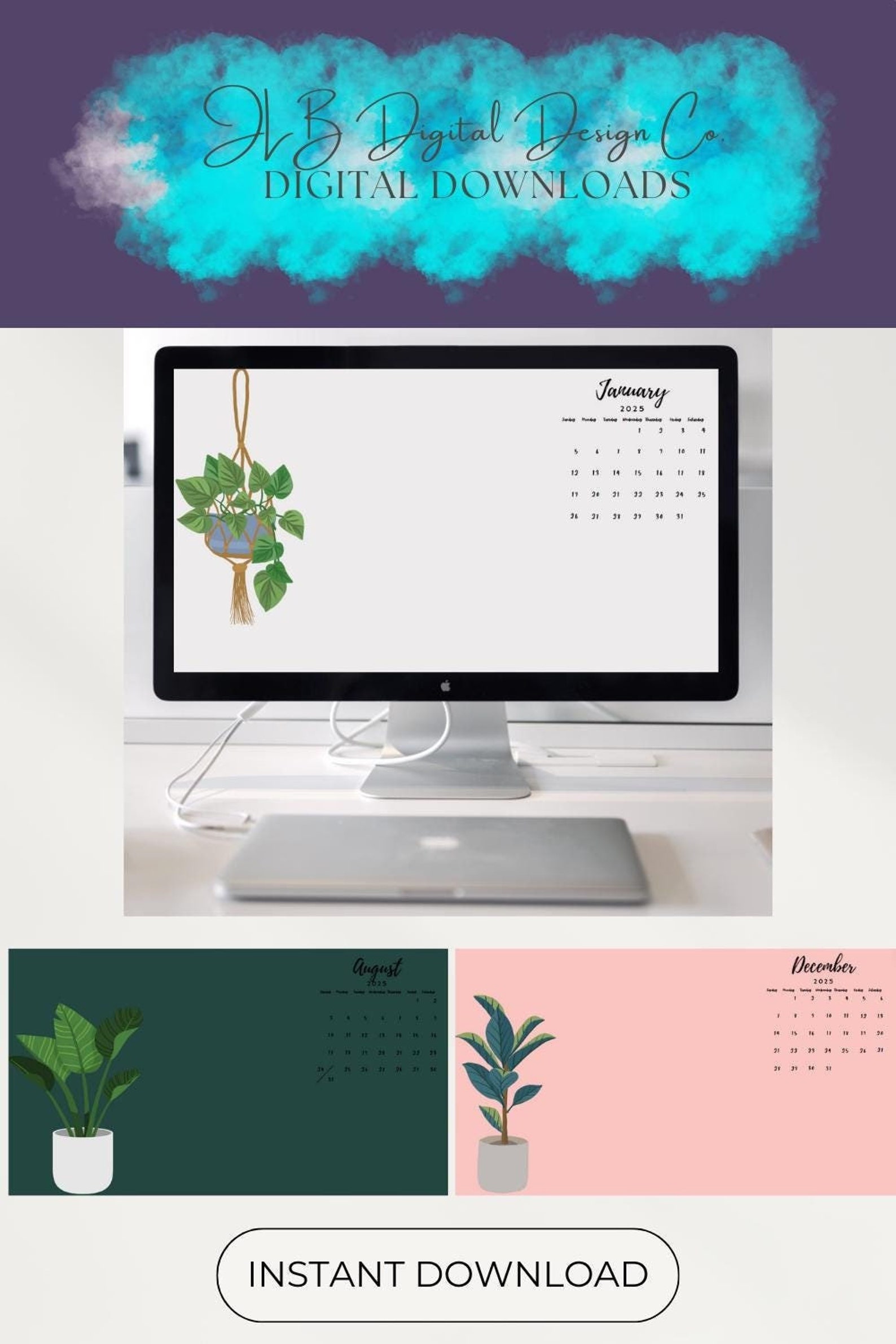 2025 Plant Lover's Desktop Wallpaper Calendar, Desktop Background ...