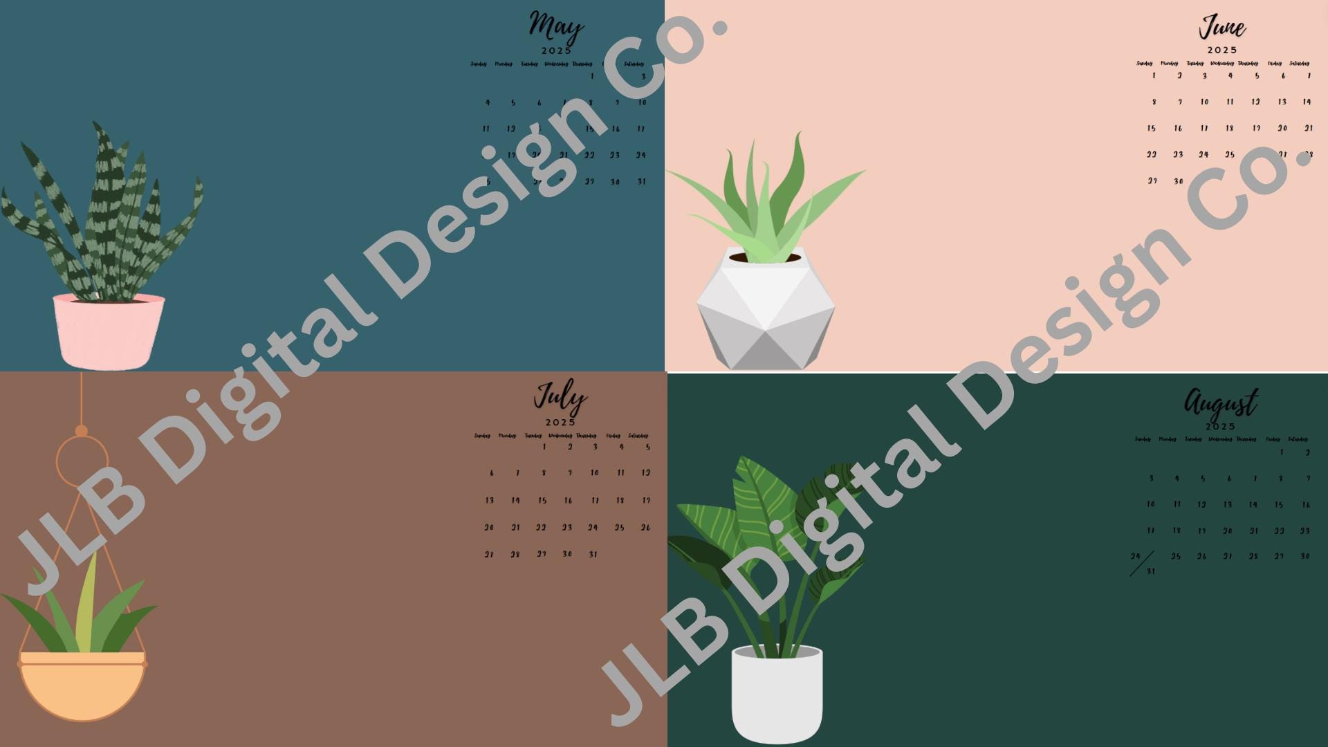 2025 Plant Lover's Desktop Wallpaper Calendar, Desktop Background ...
