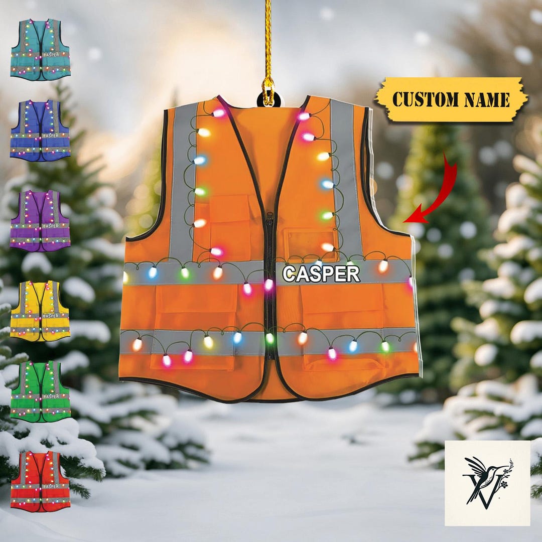 Construction Vest Ornament 2D , Heavy Equipment Operator Vest Ornament ...