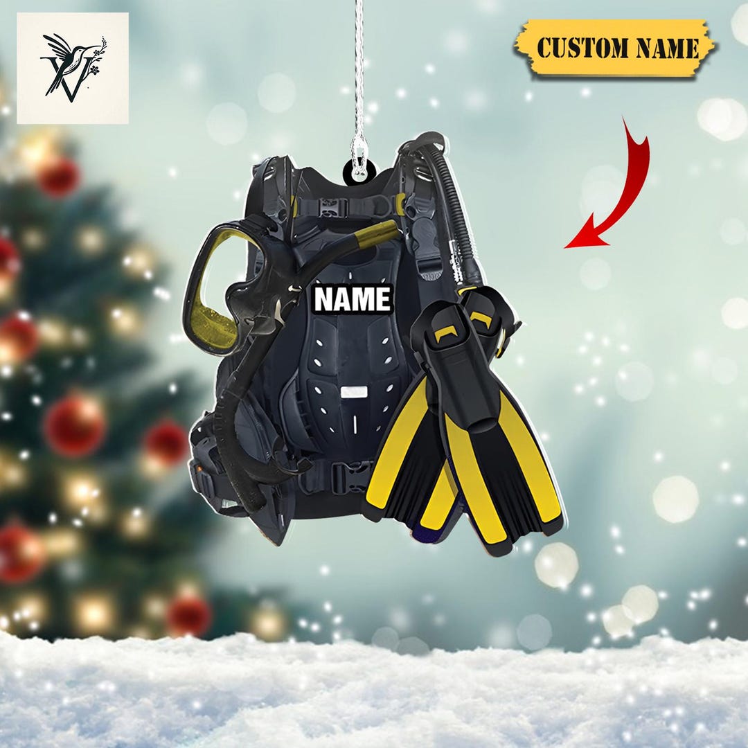 Scuba Ornament 2D, Scuba Diver Ornament 2D, Scuba Diving Helmet ...