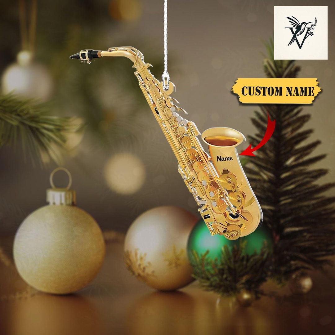 Personalized Saxophone Ornament Acrylic 2D, Saxophone Christmas ...