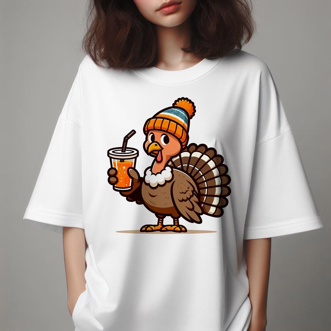 Boujee Turkey With Coffee PNG Cute Turkey Sublimation File Girls ...