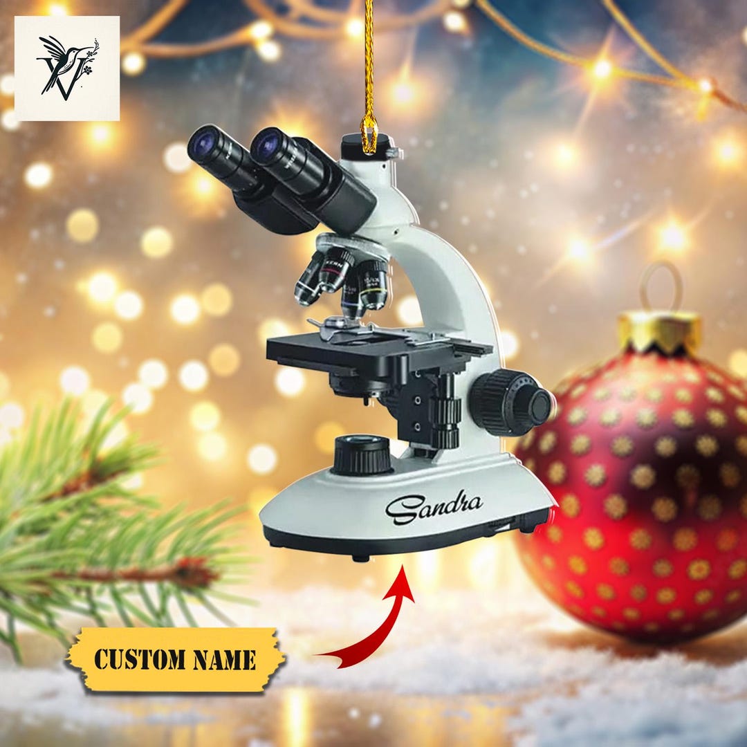 Personalized Microscope Ornament 2D With Custom Name, Perfect Science ...