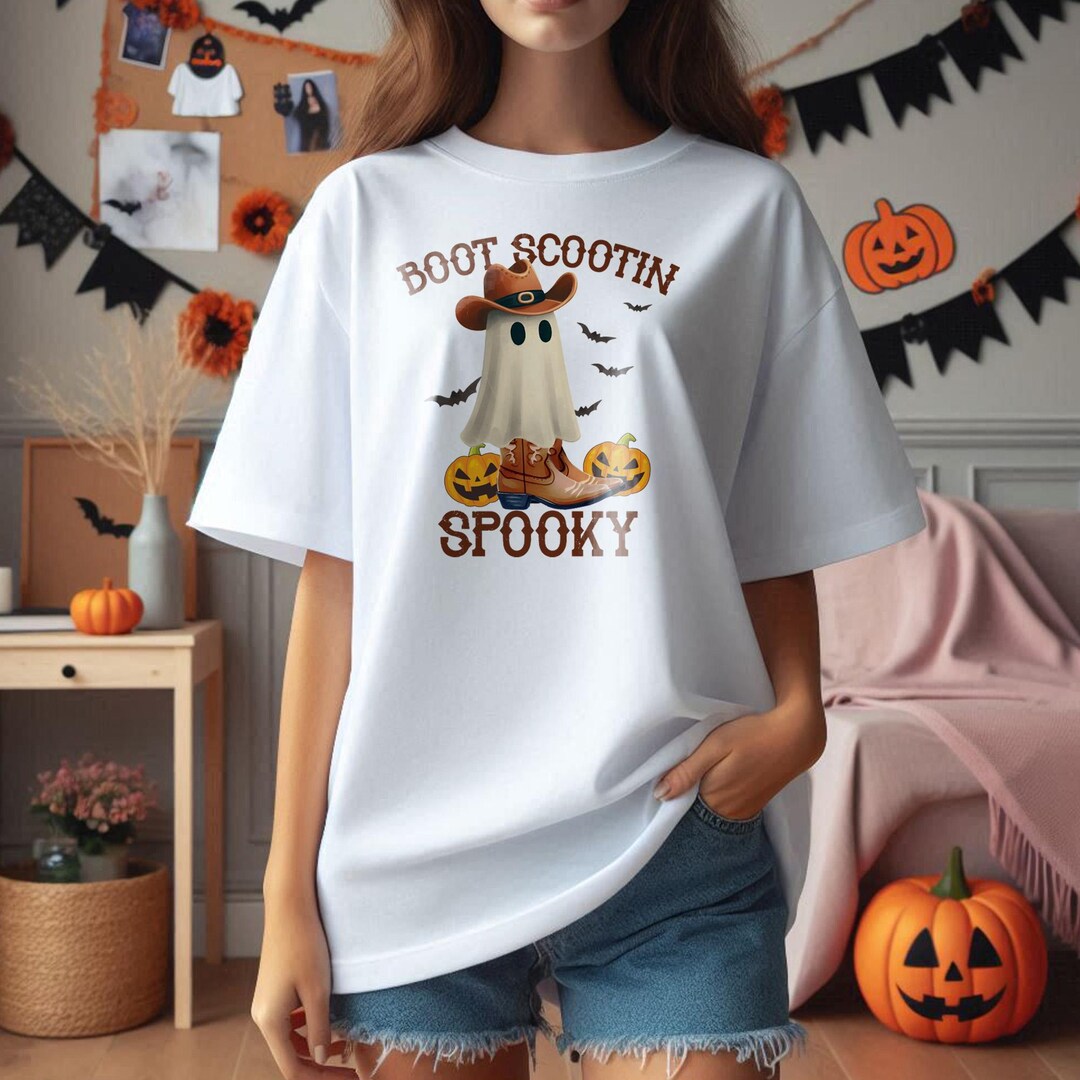 Boot Scootin Spooky Halloween Cowboy PNG Retro Western Ghost Design Fun ...