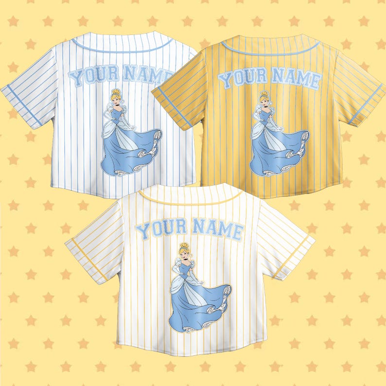 Custom Disney Princess Cinderella Choose Style Crop Top Baseball Jersey ...