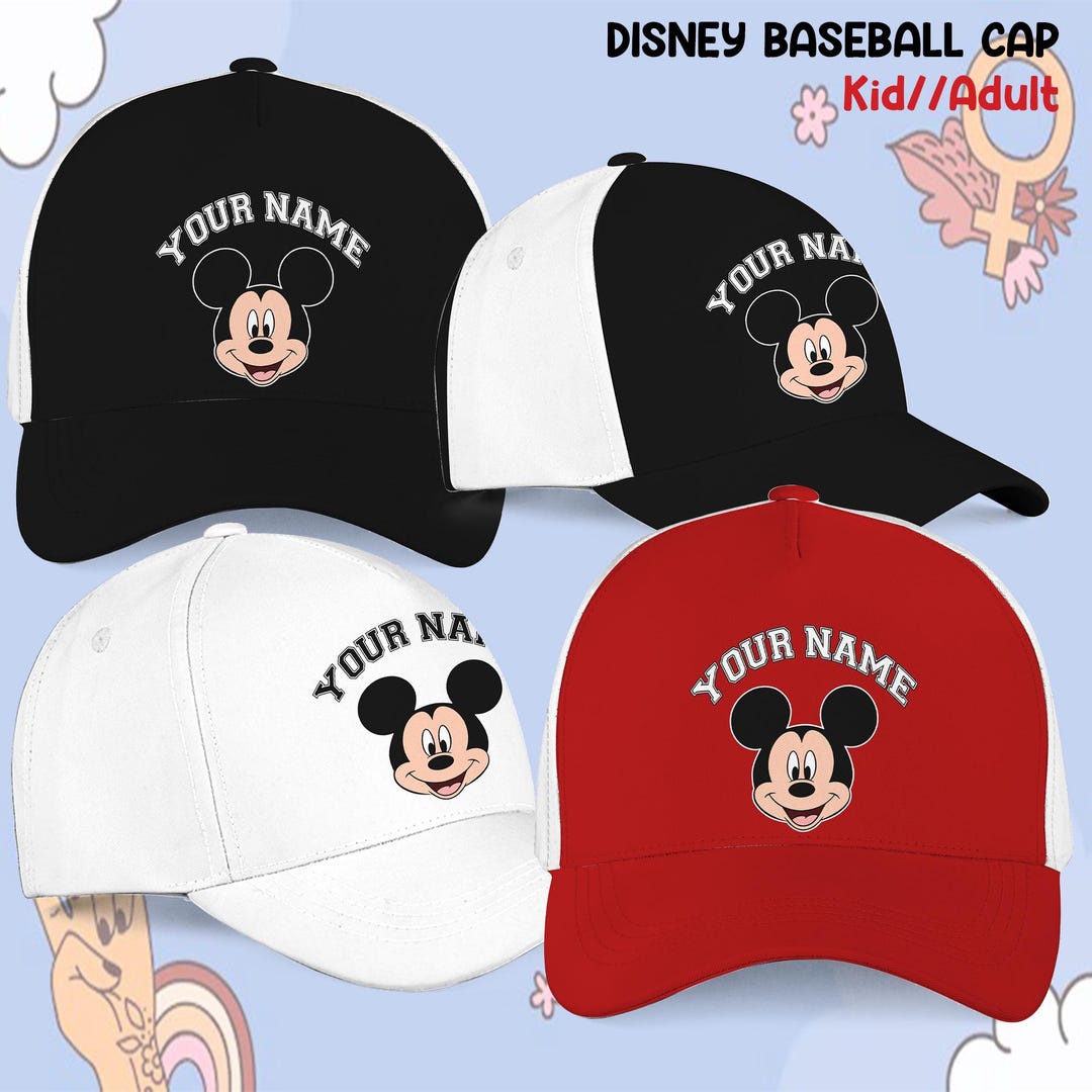 Custom Disney Mickey Face Baseball Cap, Custom Name Disney Game Day Kid ...