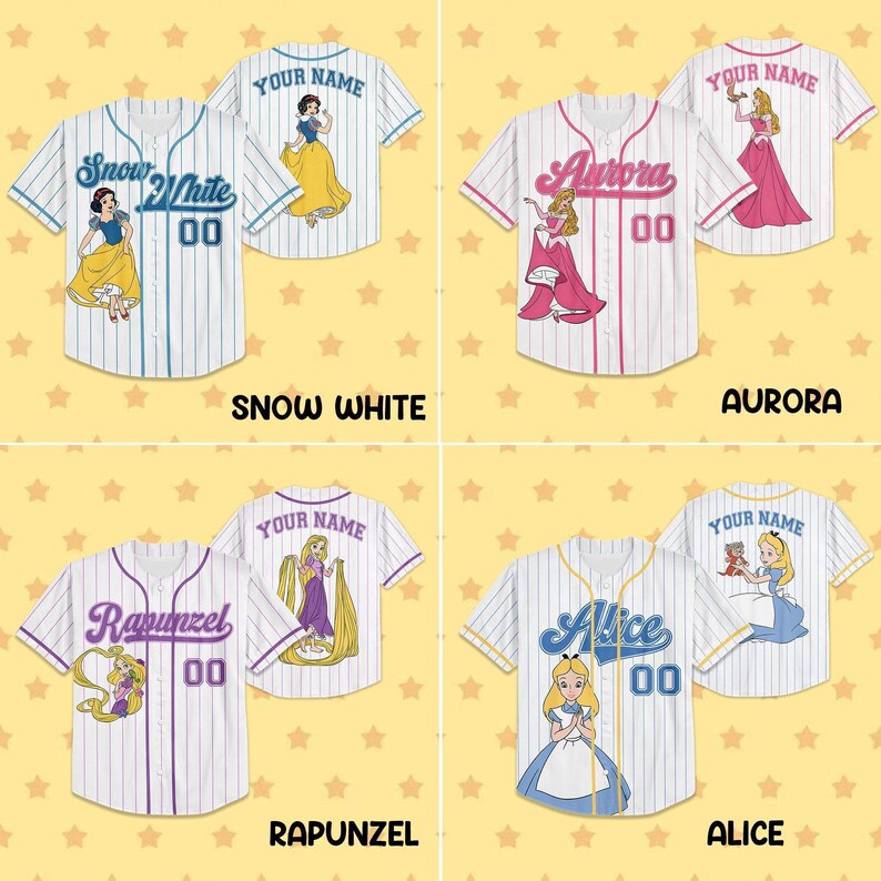 Personalize Disney All Princess Characters Baseball Jersey, Custom ...