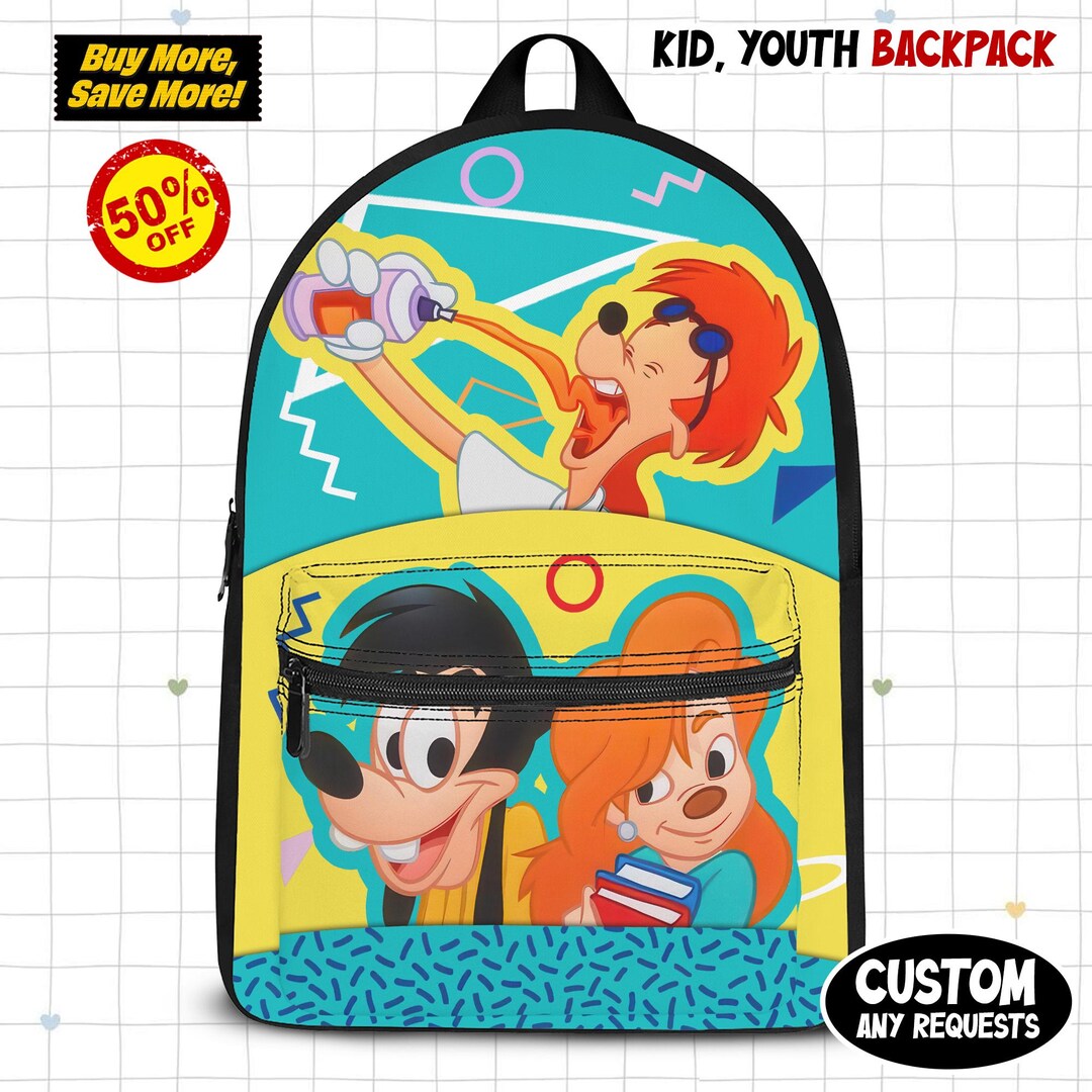 Custom Disney 90s Goofy Movie Backpack, Kids School Bag, Custom Name ...