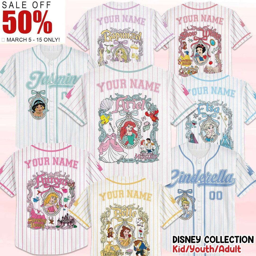 Personalized Disney Princess Baseball Jersey, Custom Name Baseball ...