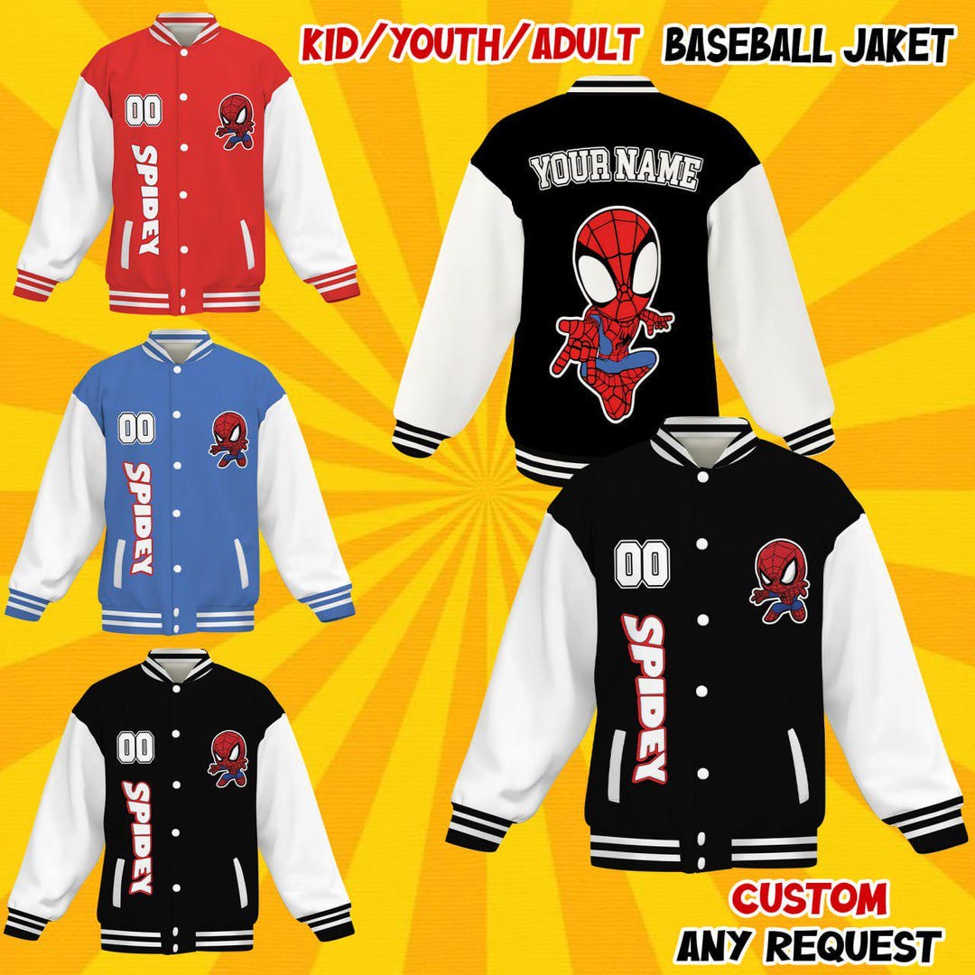 Custom Disney Spidey Choose Style Collection Varsity Jacket, Adult ...