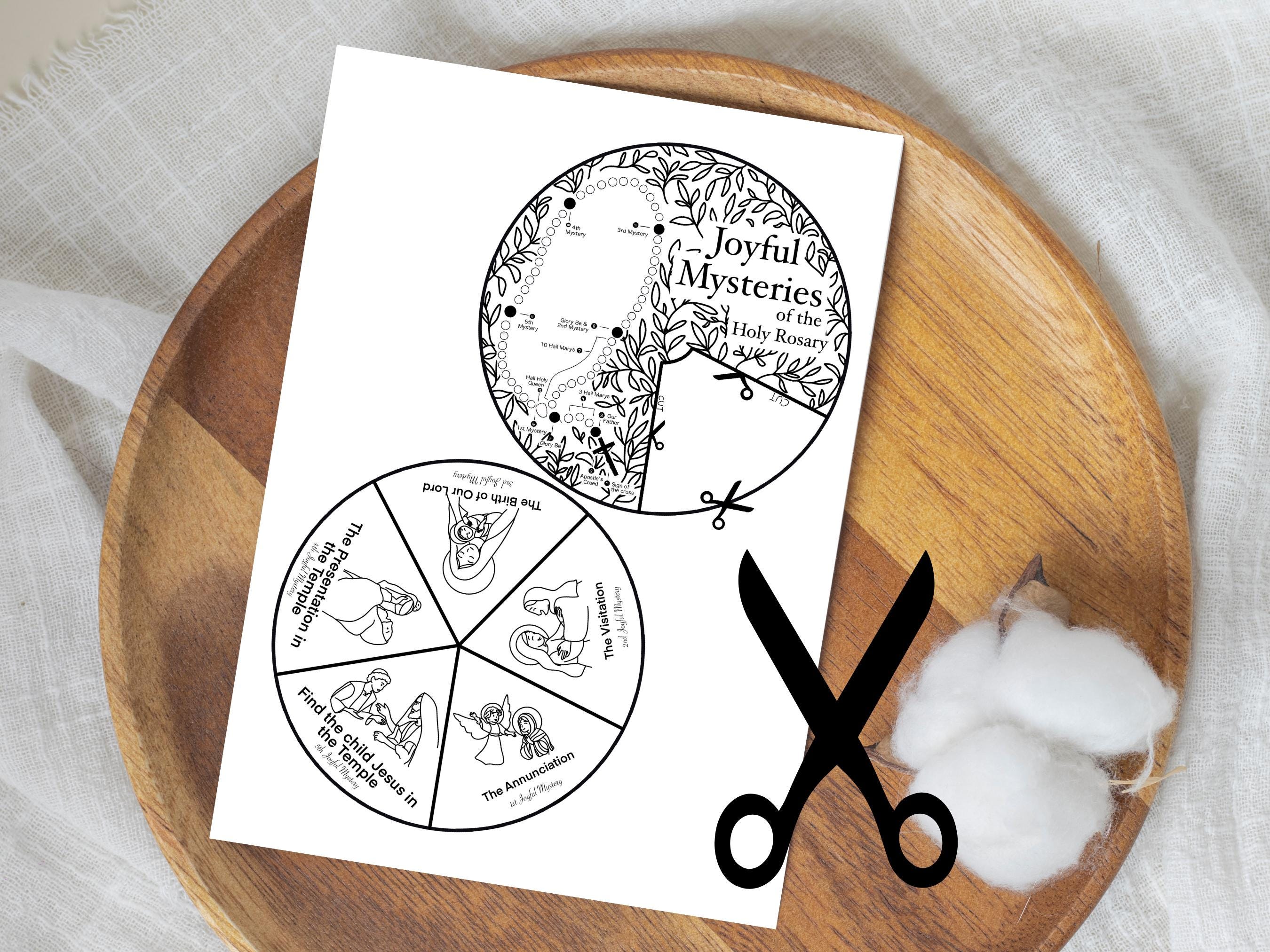 Printable Holy Rosary Guide Wheel, Joyful Sorrowful Glorious Luminous ...