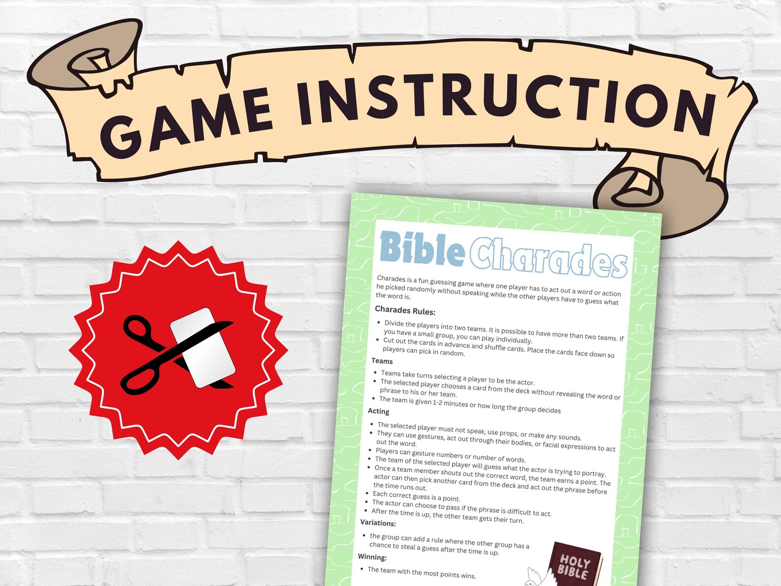 Bible Charades for Youth Groups Bible Games for Church Bible Stories ...