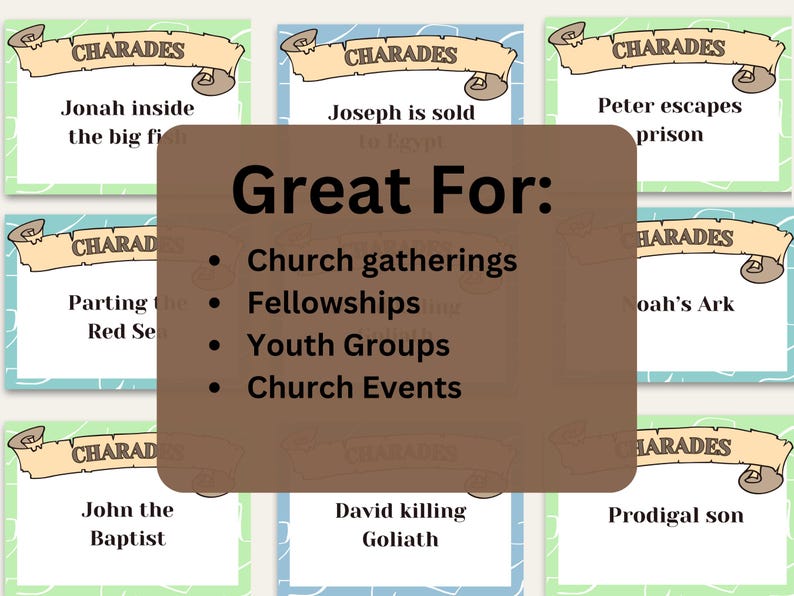Bible Charades for Youth Groups Bible Games for Church Bible Stories ...